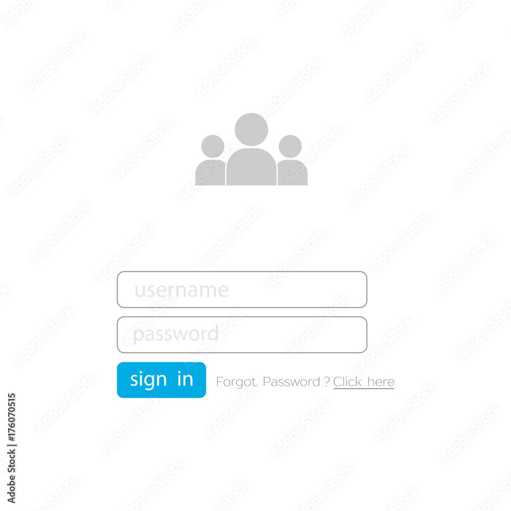 Vector login form ui element on blanck background. Login user interface ...
