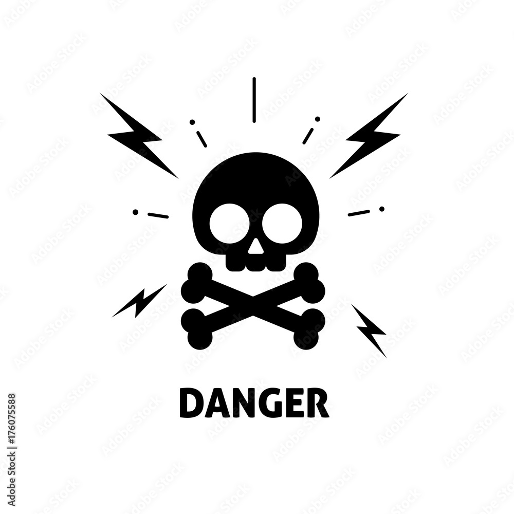 Electrical hazard sign vector illustration, flat cartoon electric shock ...