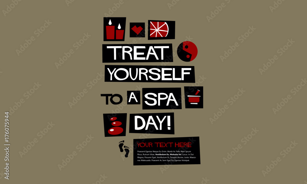Treat Yourself To A Spa Day! (Flat Style Vector Illustration Quote ...