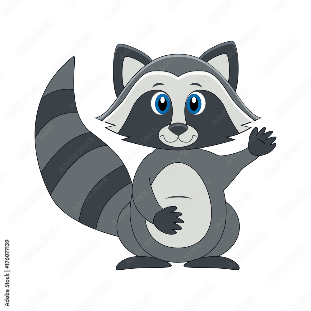 Cute cartoon racoon vector illustration isolated on white background ...