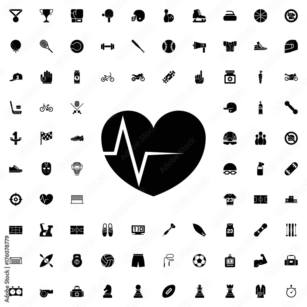 Heart rate icon. set of filled sport icons. Stock Vector | Adobe Stock