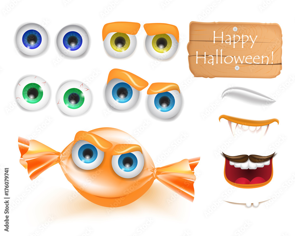 Halloween emoji face character alive candy monster for your scenes ...