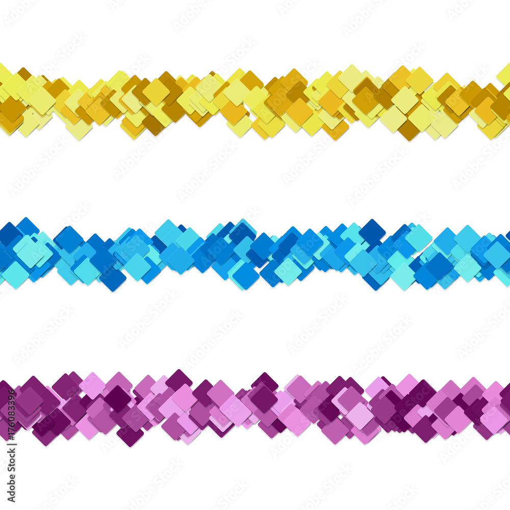 Seamless chaotic square pattern text divider line design set - vector ...