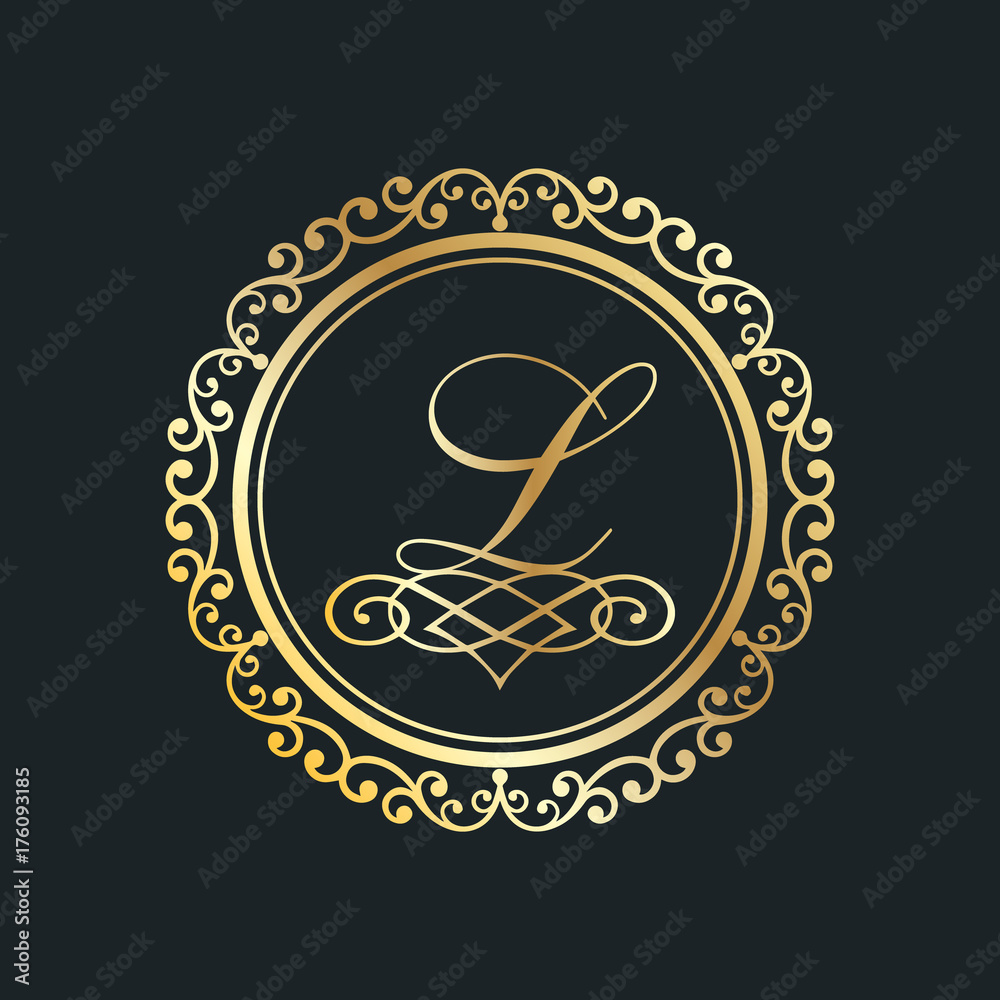 monogram letter l gold Stock Vector | Adobe Stock