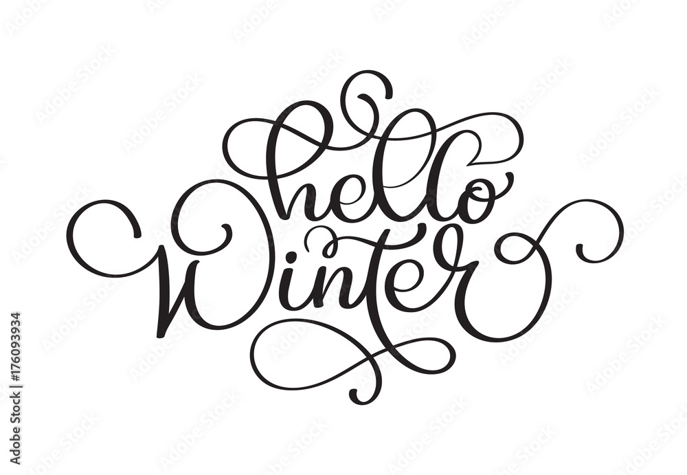 Hello Winter handlettering inscription. Christmas Winter logos and ...