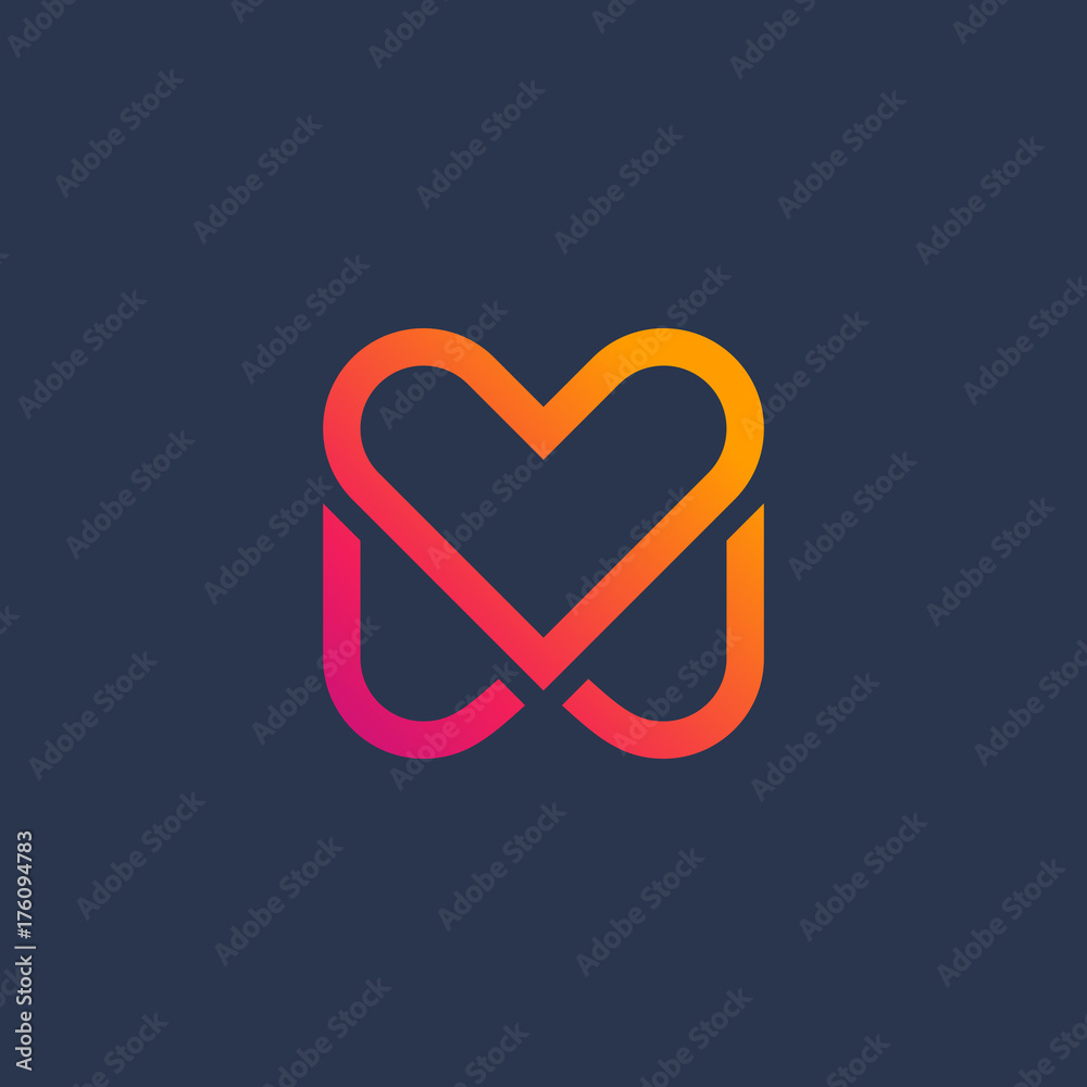 Letter M heart logo icon design template elements Stock Vector | Adobe ...