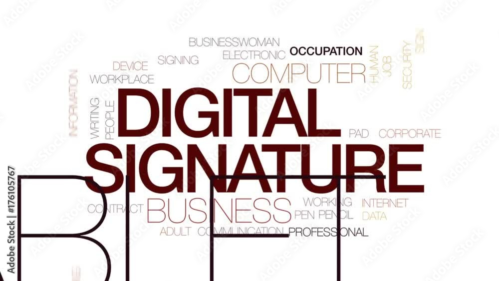 Digital signature animated word cloud, text design animation. Kinetic ...