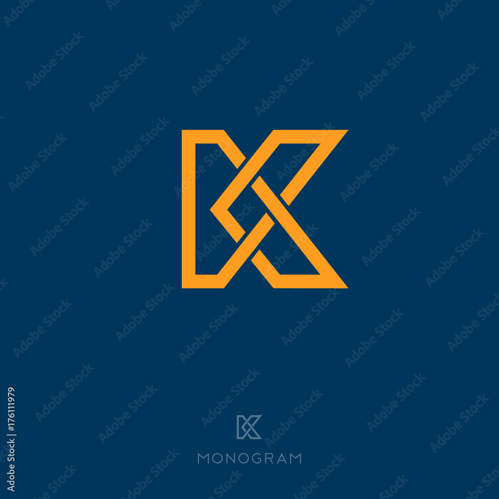 K letter. K monogram. Flat linear letter on a dark background. Stock ...