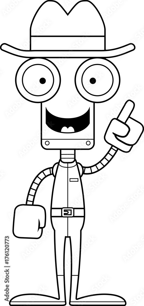 Cartoon Cowboy Robot Idea Stock Vector | Adobe Stock