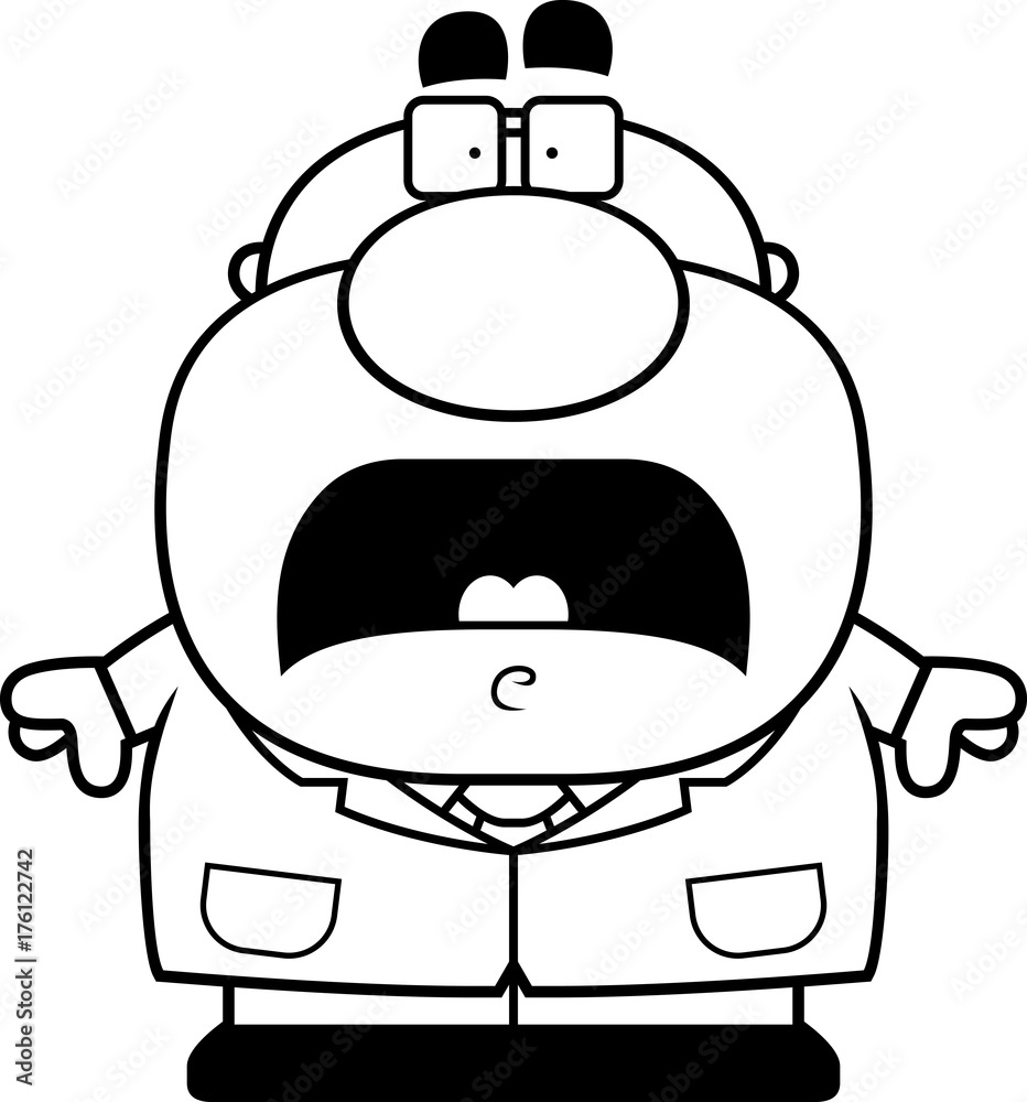 Scared Cartoon Scientist Stock Vector | Adobe Stock
