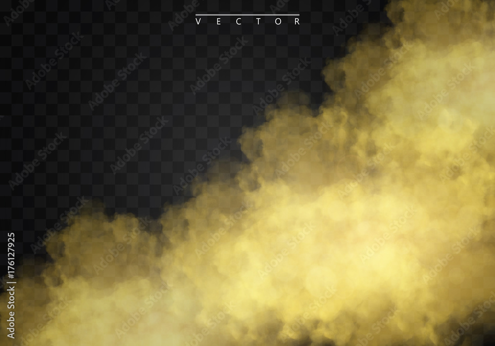 Golden fog or smoke with glows, light and bokeh, golden sparks isolated ...