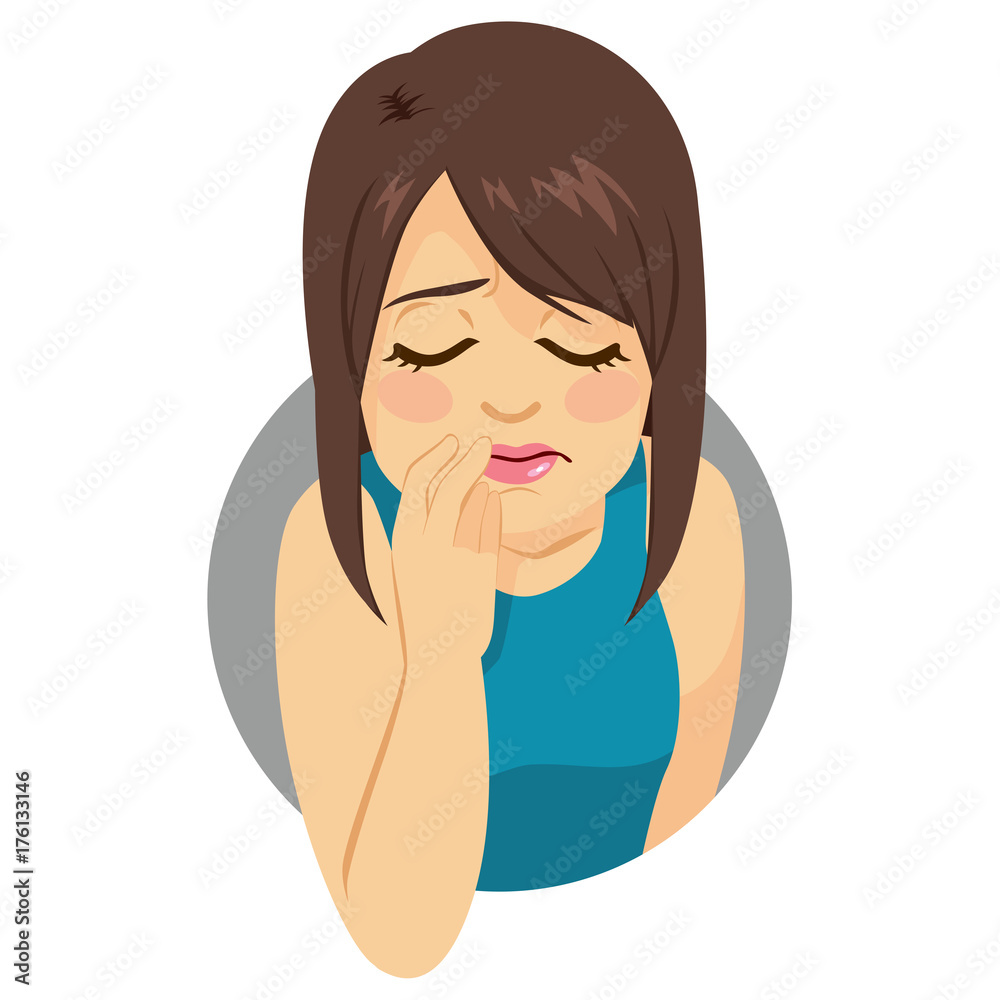 Sad young girl looking down feeling depressed Stock Vector | Adobe Stock