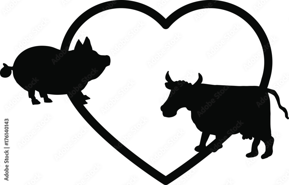Pig and cow logo Stock Vector | Adobe Stock