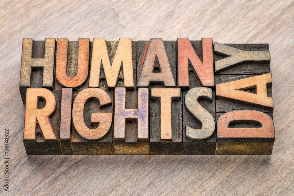 Human rights day - word abstract in wood type Stock Photo | Adobe Stock