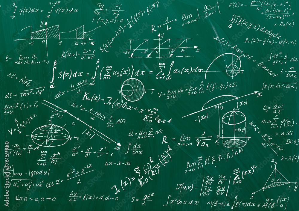Close up of math formulas on a blackboard Stock Photo | Adobe Stock
