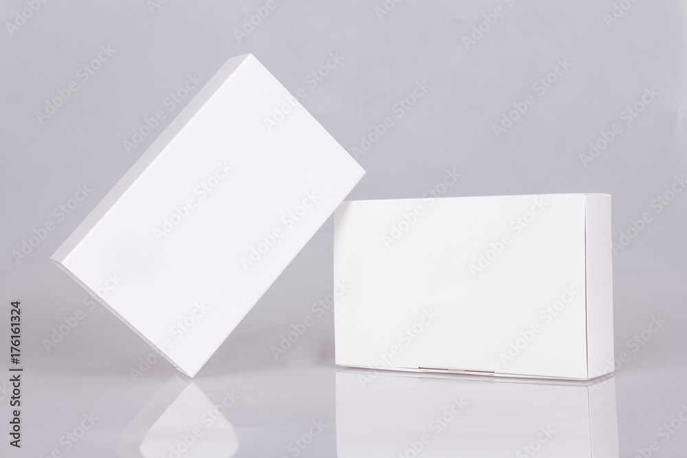 Two tall white boxes. Mockup ready for your design. Box perspective ...