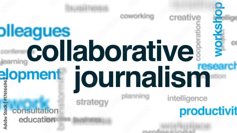 Collaborative journalism animated word cloud, text design animation ...