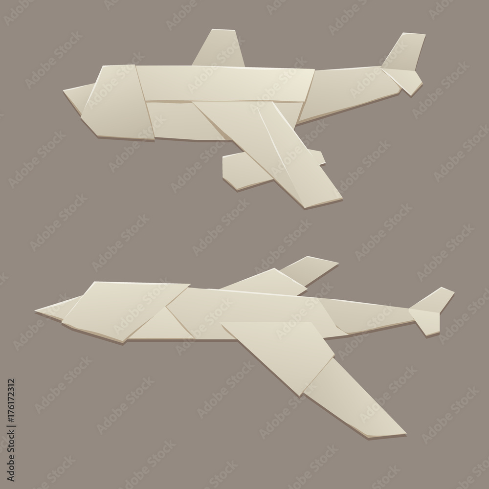 Origami logistic paper plane transport concept original flat travel ...