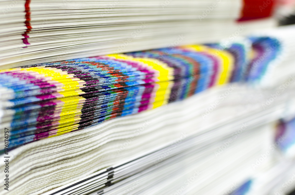 Poster Pile of cmyk color bar newspapers – Wall Art | UkPosters