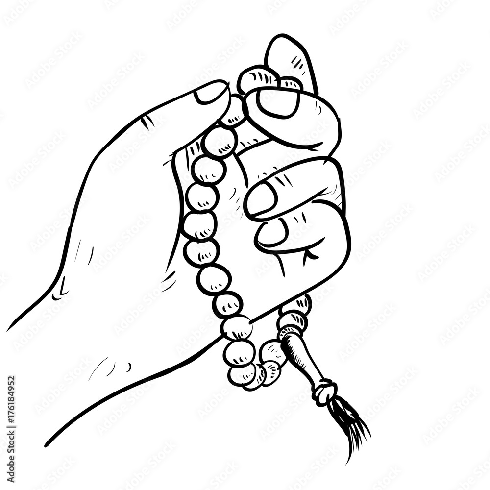 Hand drawn Hand holding Beads- Drawing Vector Stock Vector | Adobe Stock