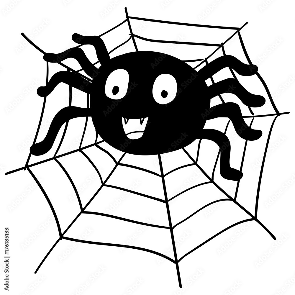 Hand drawing Halloween Spider Cartoon-Vector Illustration Stock Vector ...