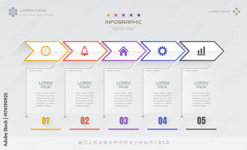 Infographics design template with icons, process diagram, vector eps10 ...