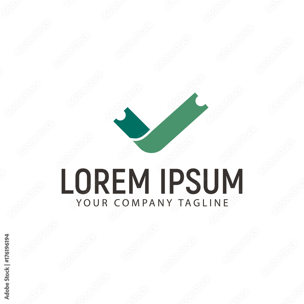 Vetor de check mark ticket logo design concept template do Stock ...