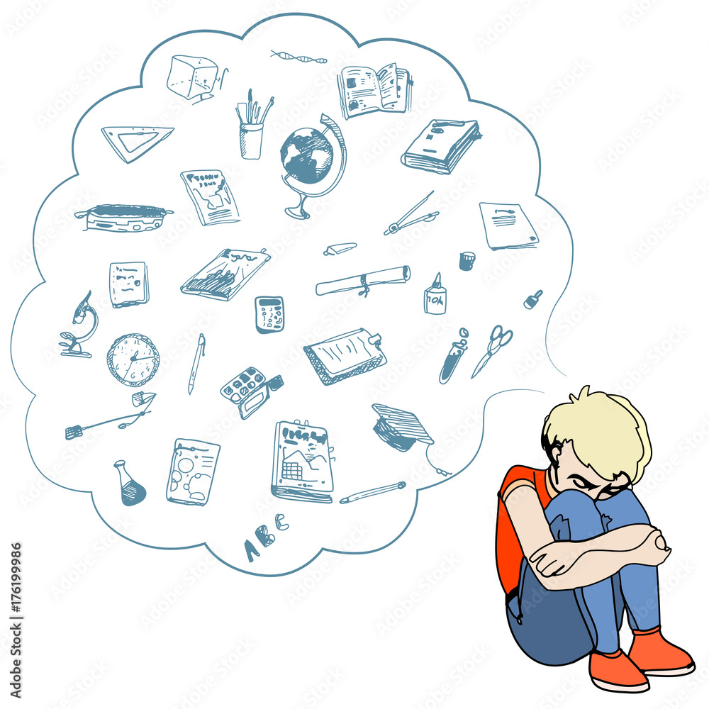 Child, boy, teen, teenager sitting frustrated. Study, studying ...