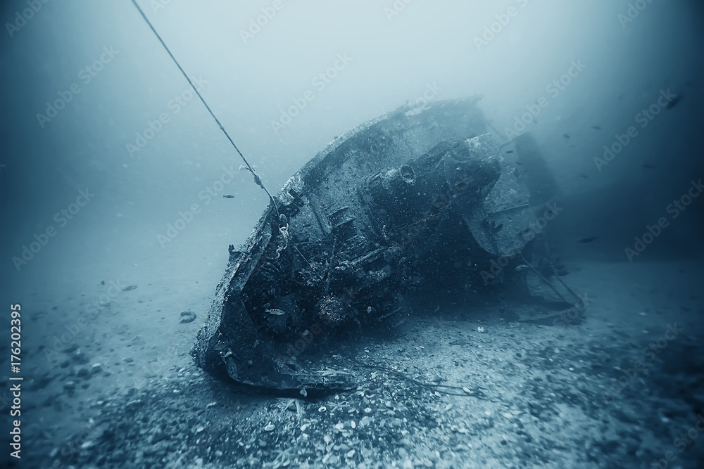 shipwreck, diving on a sunken ship, underwater landscape Stock Photo ...