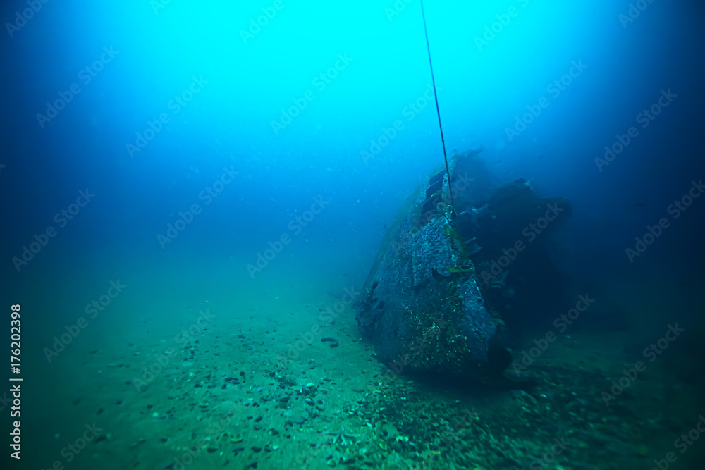 shipwreck, diving on a sunken ship, underwater landscape Stock Photo ...