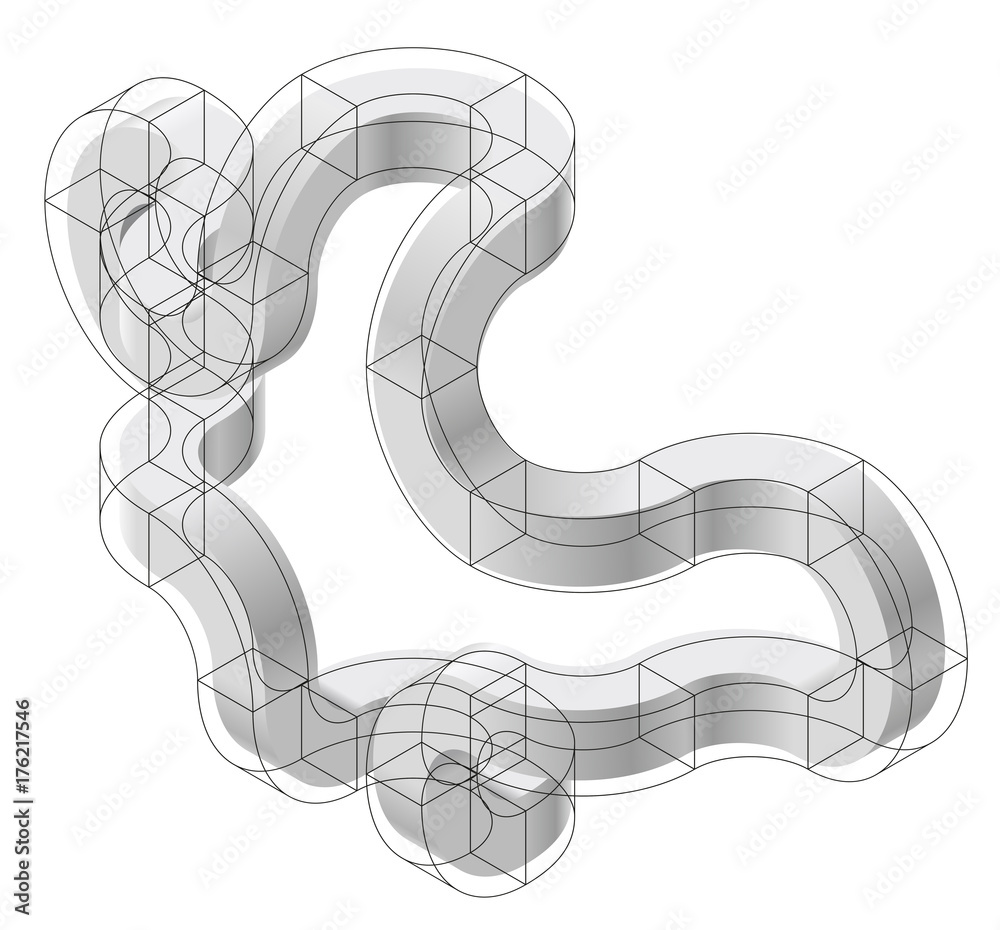 Vecteur Stock Isometric arched shapes, isolated on black background ...