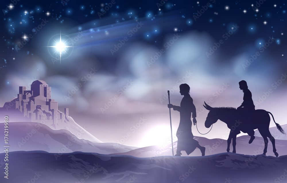 Poster Mary and Joseph Nativity Christmas Illustration – Wall Art ...