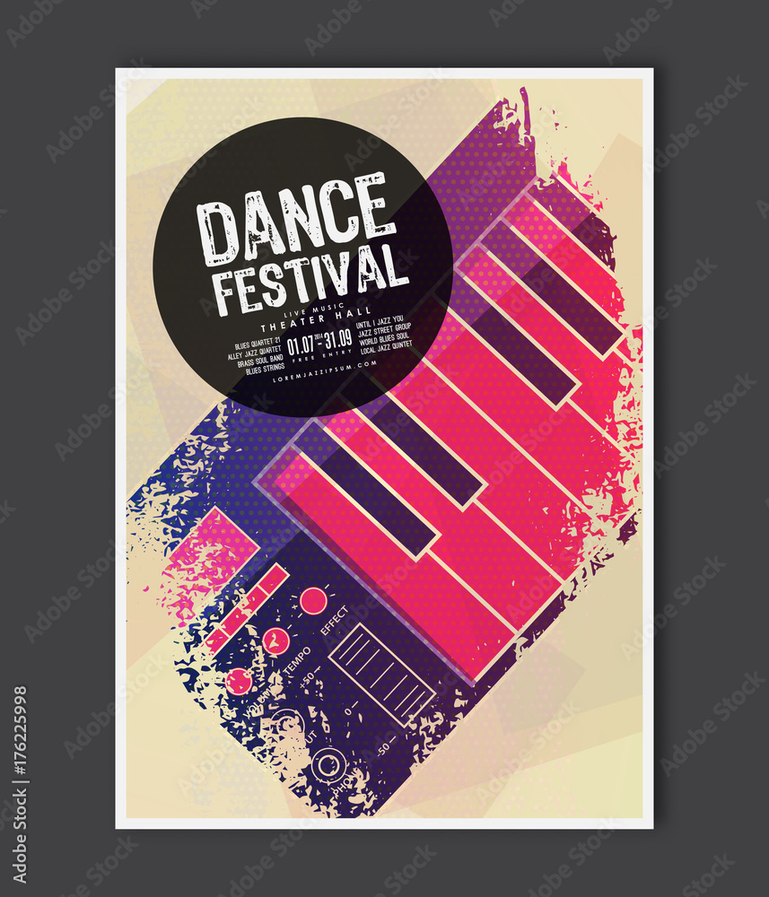 Music poster template. Vector Dance music flyer background with ...