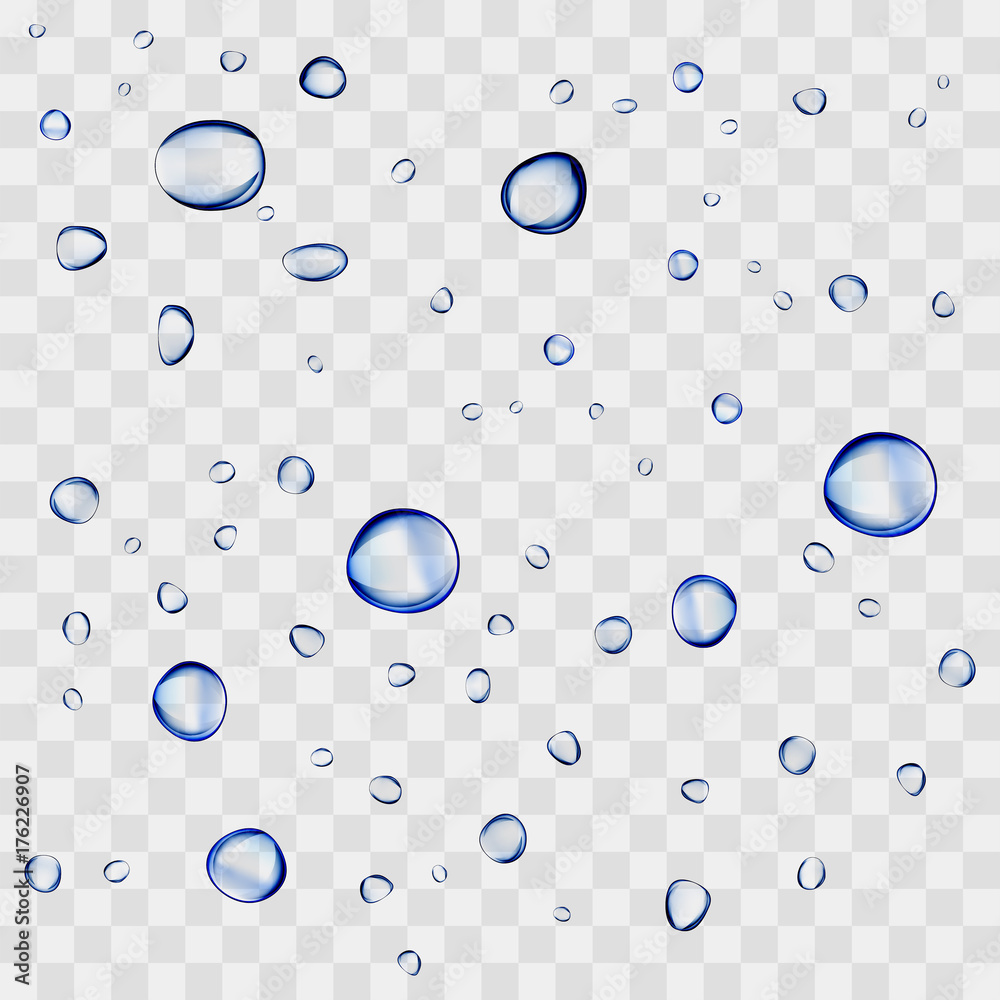 Realistic vector water drops transparent background. Clean drop ...