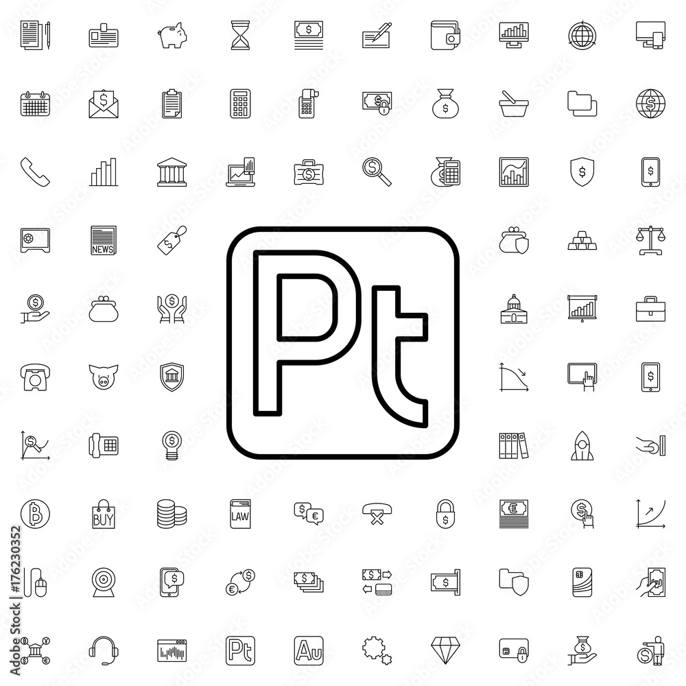 Pt icon. set of outline finance icons. Stock Vector | Adobe Stock