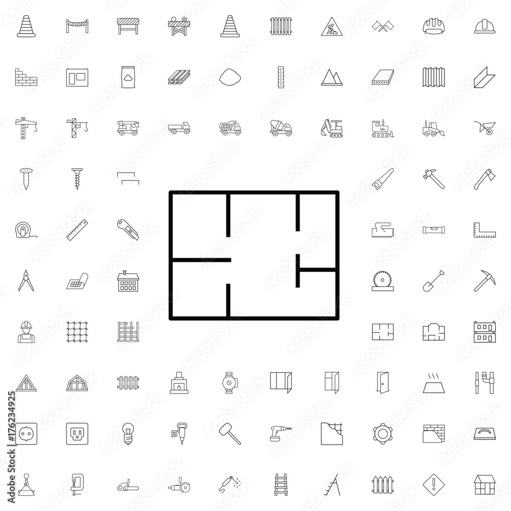 Plan icon. set of outline construction icons. Stock Vector | Adobe Stock