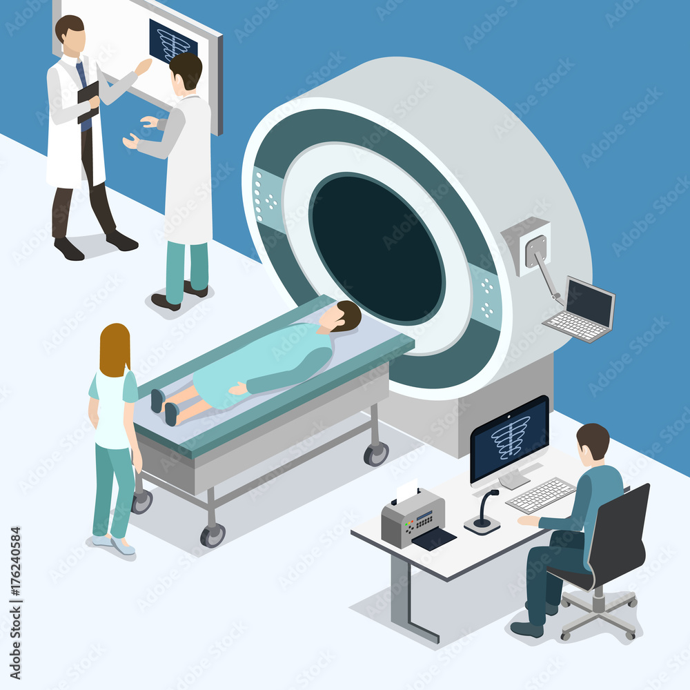 Isometric 3D vector illustration MRI scanner for patients. Stock Vector ...