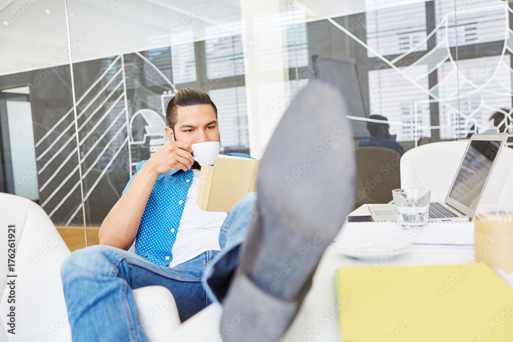 Start-up founder takes coffee break Stock Photo | Adobe Stock
