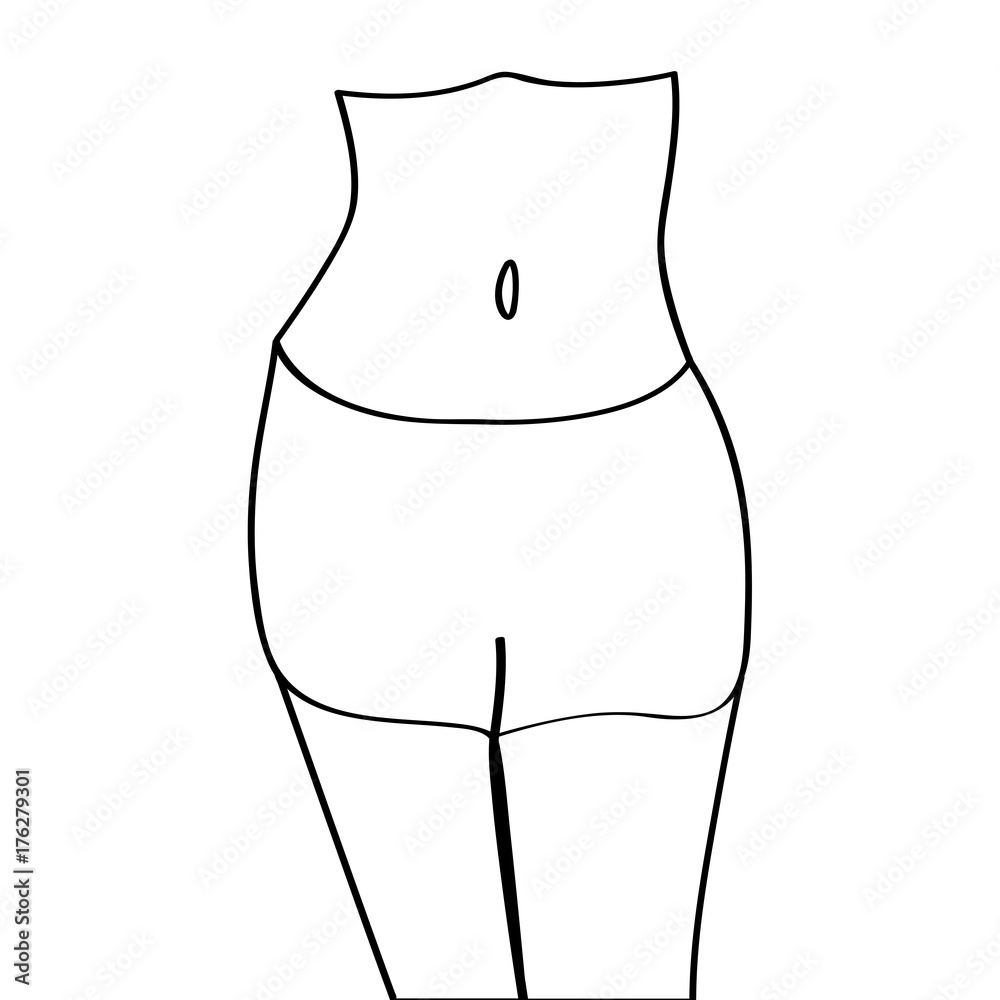 Isolated outline of a woman belly button on a white background, Vector ...