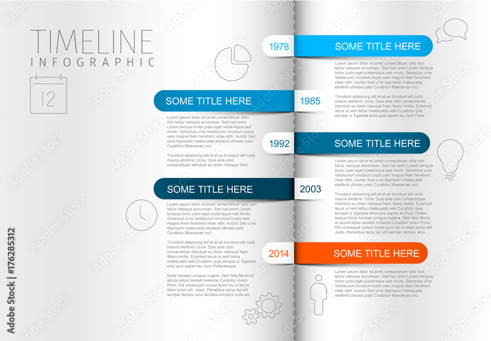 Open Book Timeline Infographic Layout Stock Template | Adobe Stock