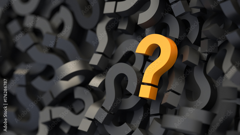 Black and orange question marks background. 3D Rendering Stock ...