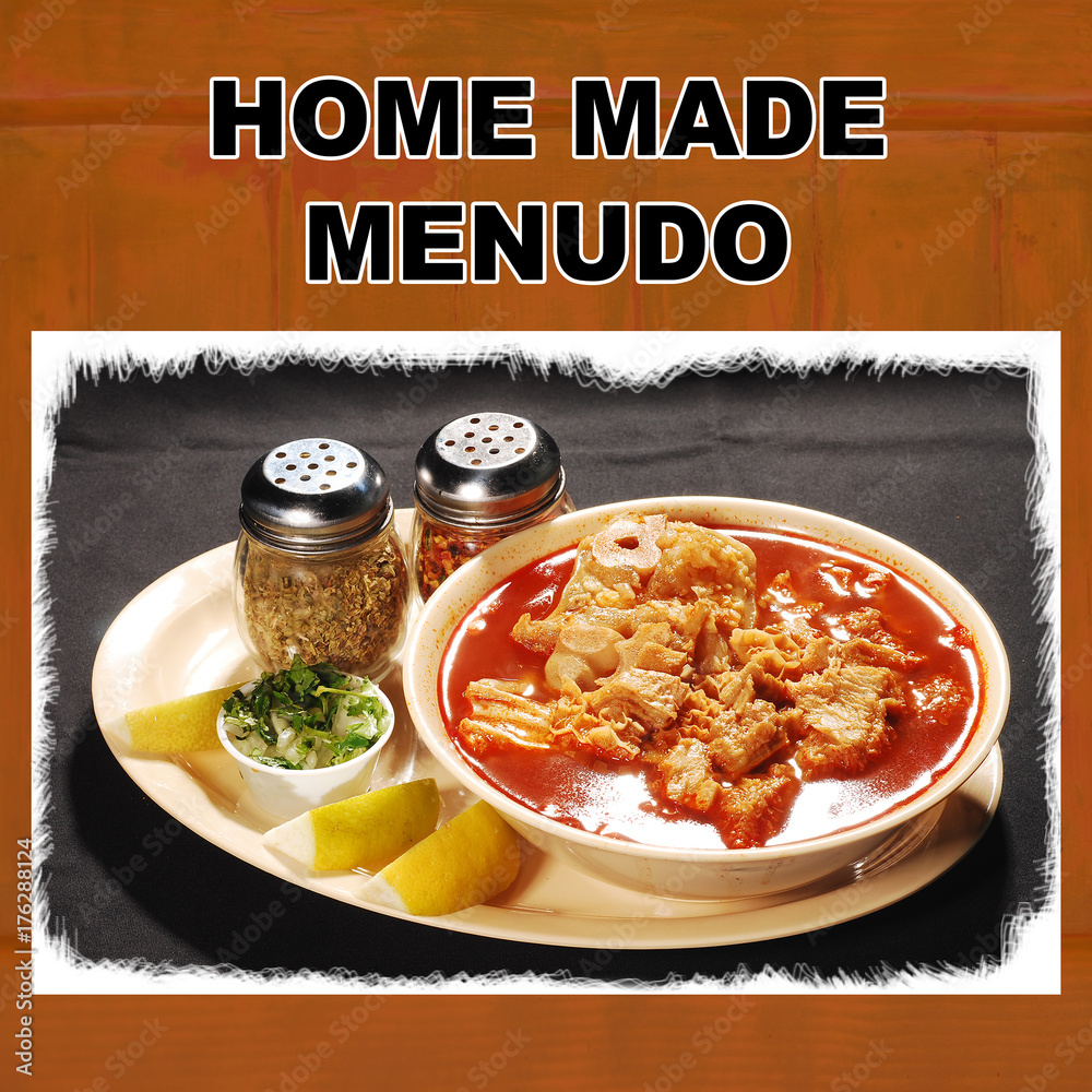 Home Made Menudo, red chile, oregano and lemon Stock Photo | Adobe Stock