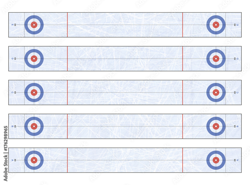 Curling stadium top view. Winter sport. Sport game. Textures blue ice ...