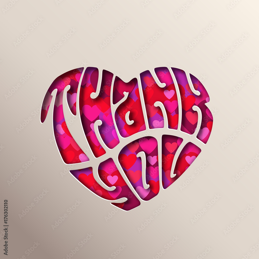 Thank You Heart. Paper cut. Vector Illustration Stock Vector | Adobe Stock