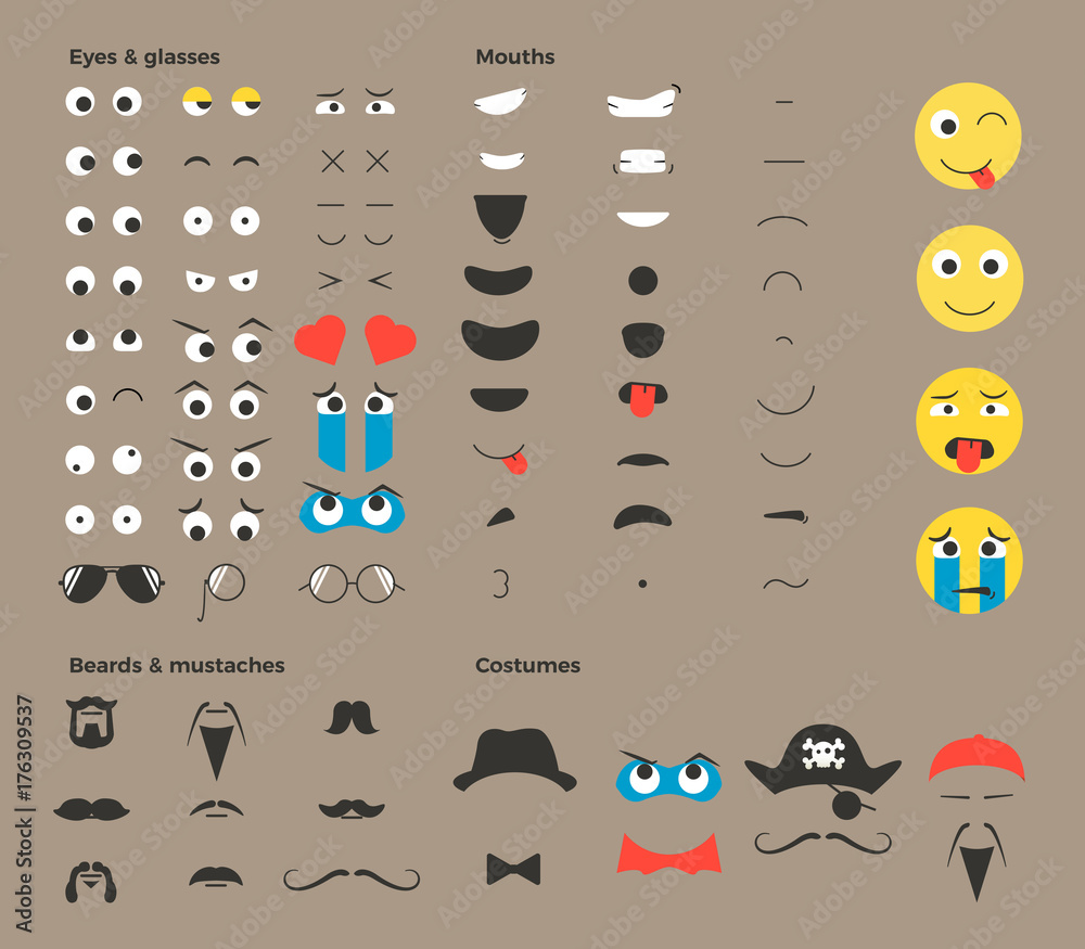 Make your own emoji smiley. Vector eps file easily editable for you to ...