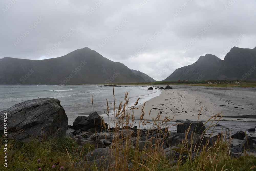 Norwegen, Norge, Skagsanden, Flakstad, Ramberg, Lofoten, Strand ...