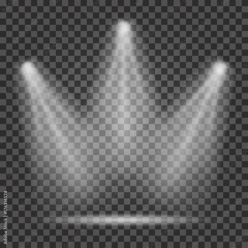 Light beam on transparent background. Realistic spotlight light beams ...