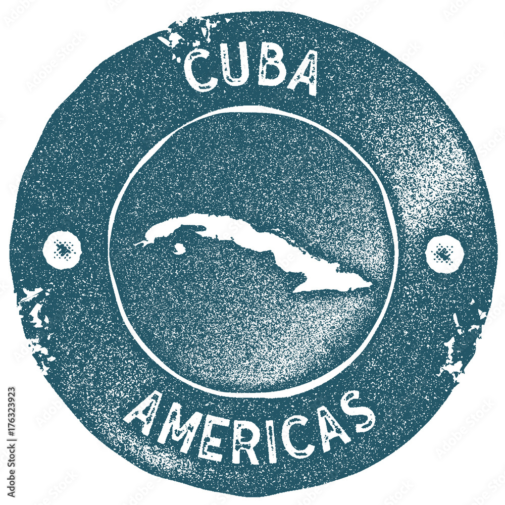 Cuba map vintage stamp. Retro style handmade label. Cuba badge or ...