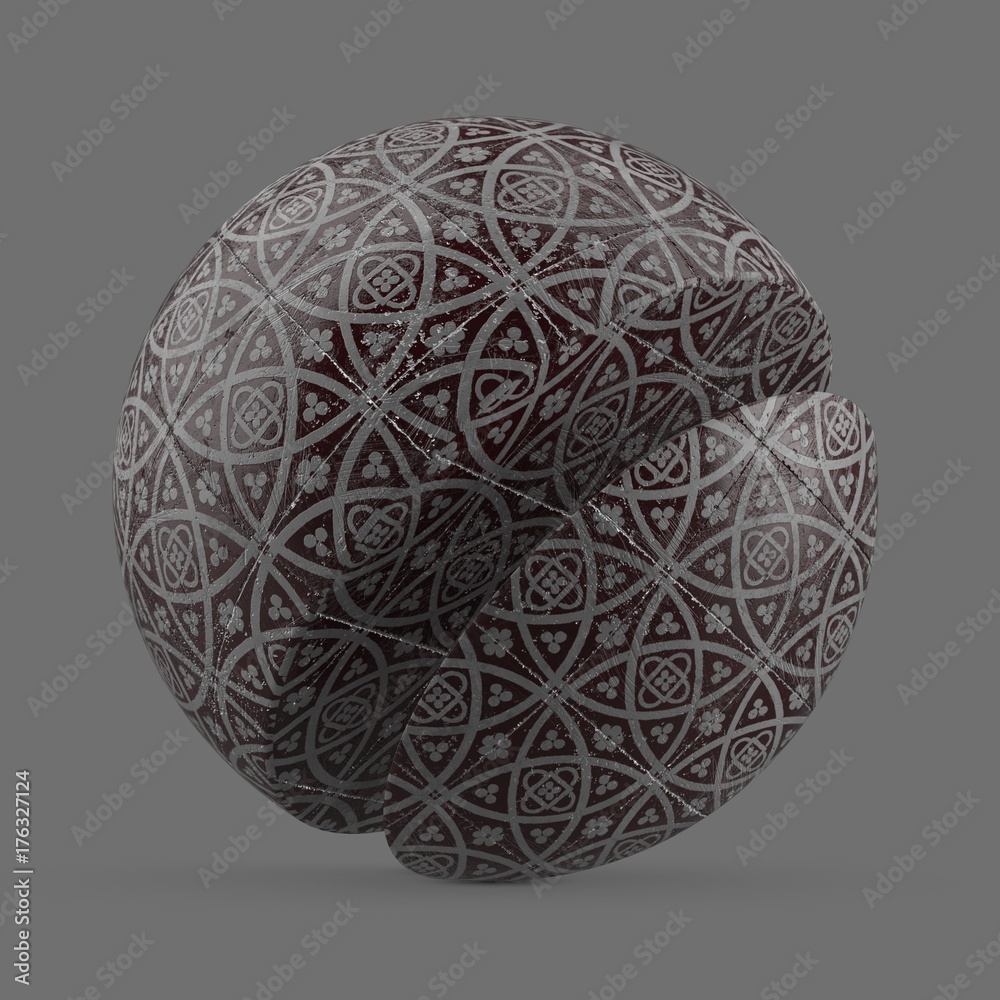 Red arabesque tile wall Stock 3D asset | Adobe Stock