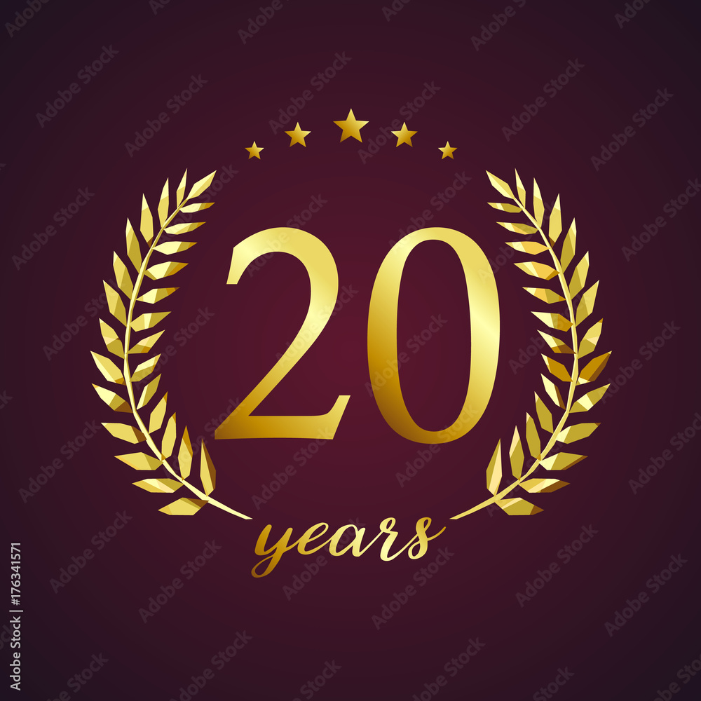 20 years old luxurious logotype. Congratulating 20th, 2nd numbers in ...